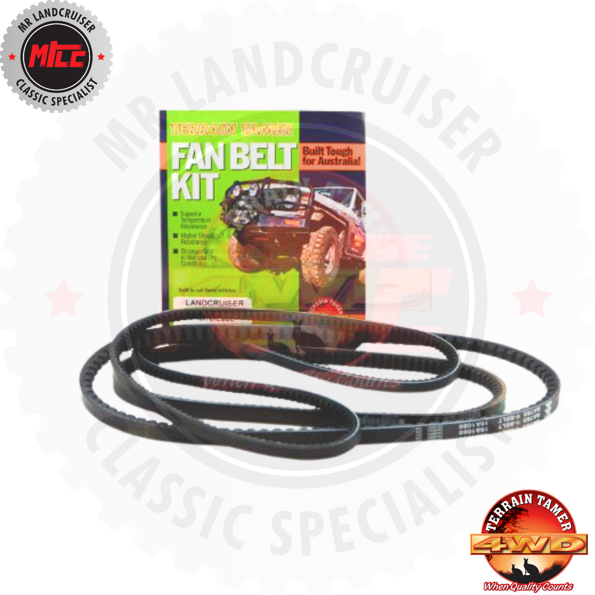 Fan Belt Kit Fan Power Steering & A/C suits HJ75 Toyota Landcruiser 12 ...